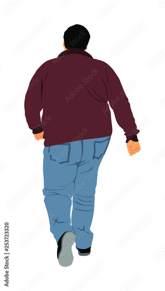 Fat man is worry about health vector illustration isolated on white ...