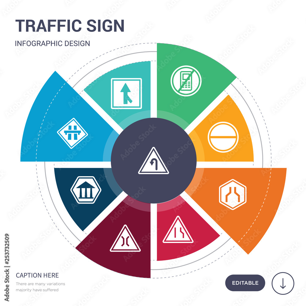 set of 9 simple traffic sign vector icons. contains such as left hair ...