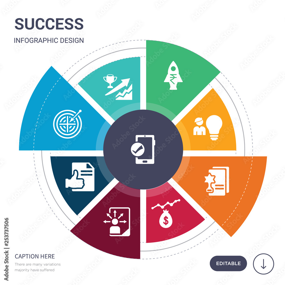 set of 9 simple success vector icons. contains such as accept ...