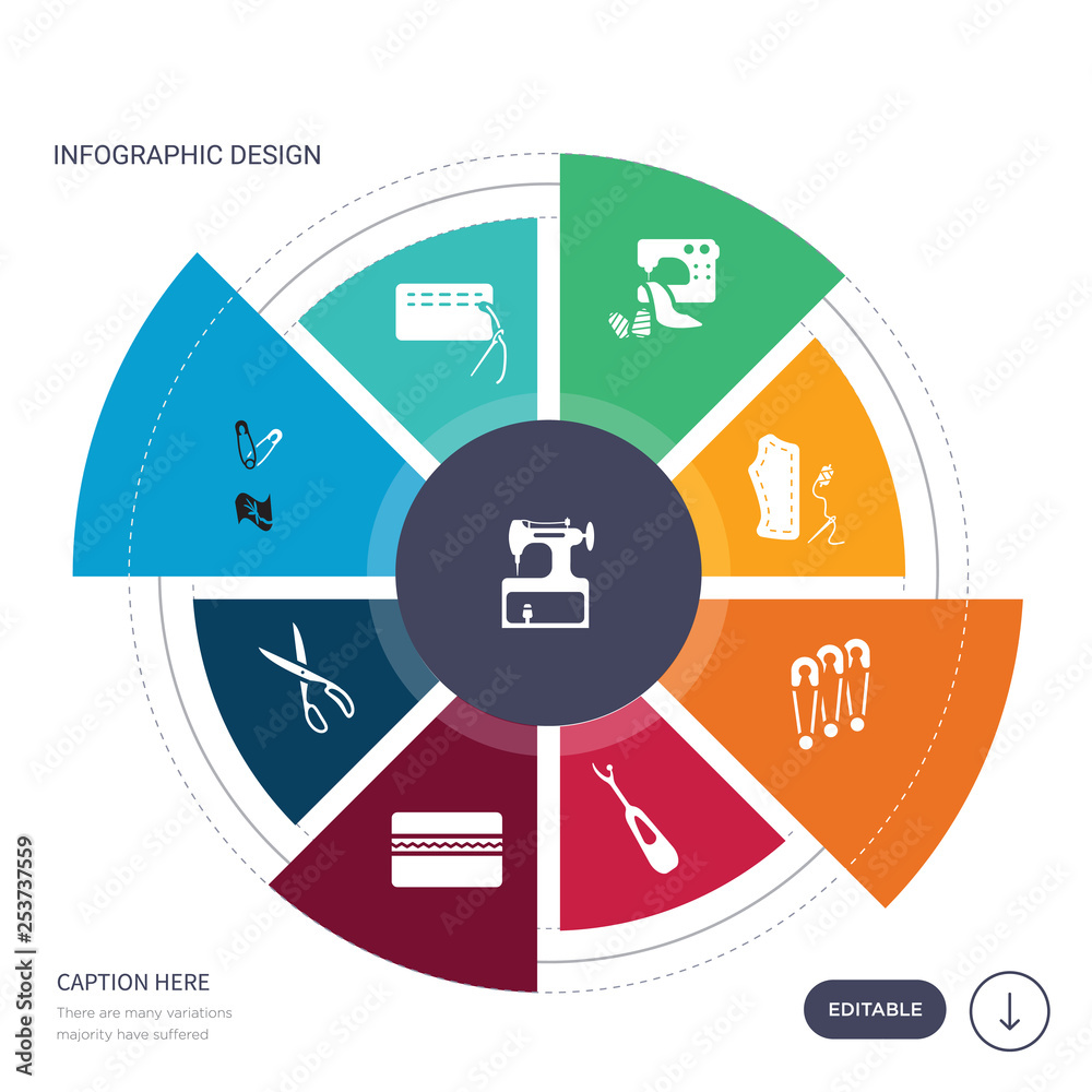 set of 9 simple sew vector icons. contains such as rotary, running ...