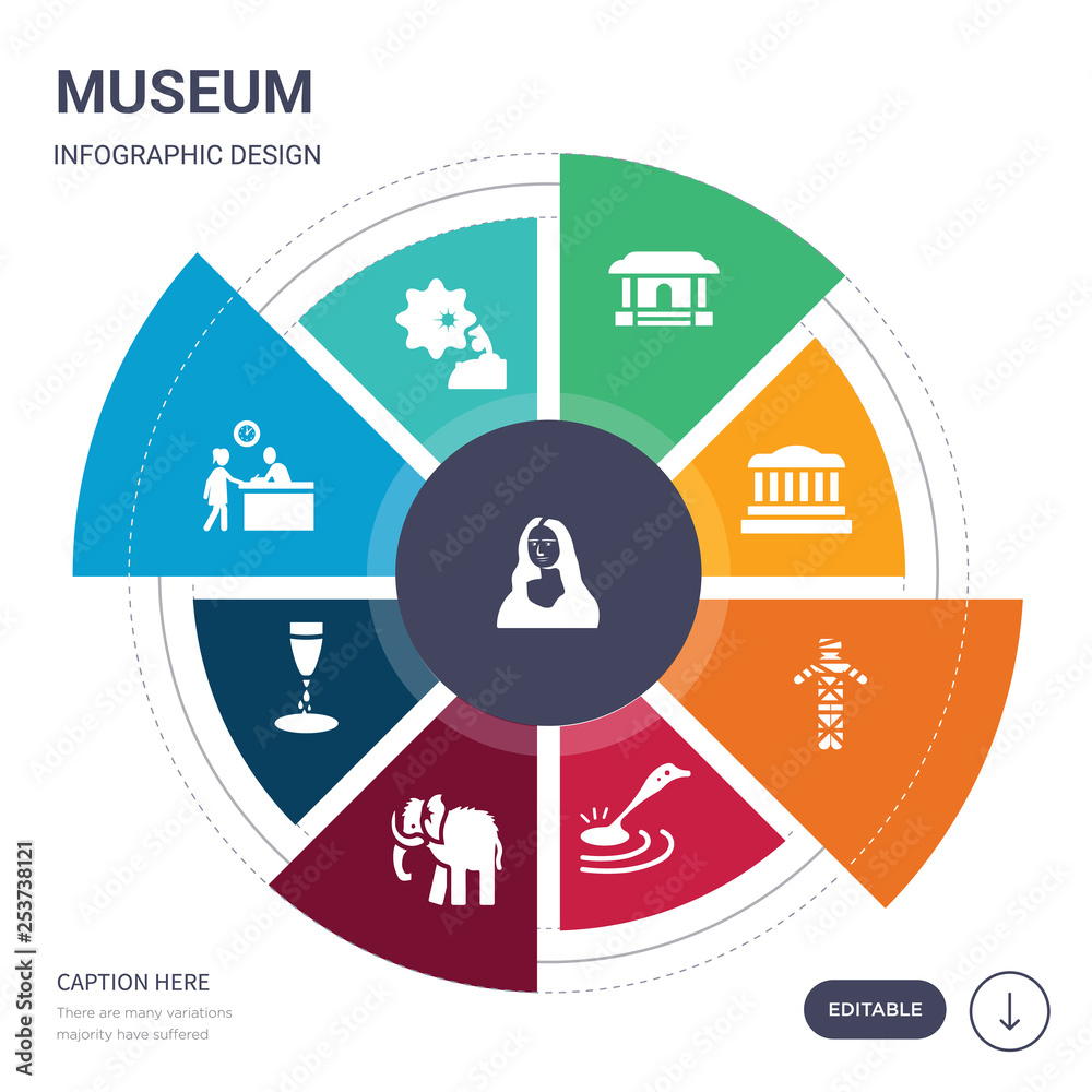 set of 9 simple museum vector icons. contains such as gioconda ...