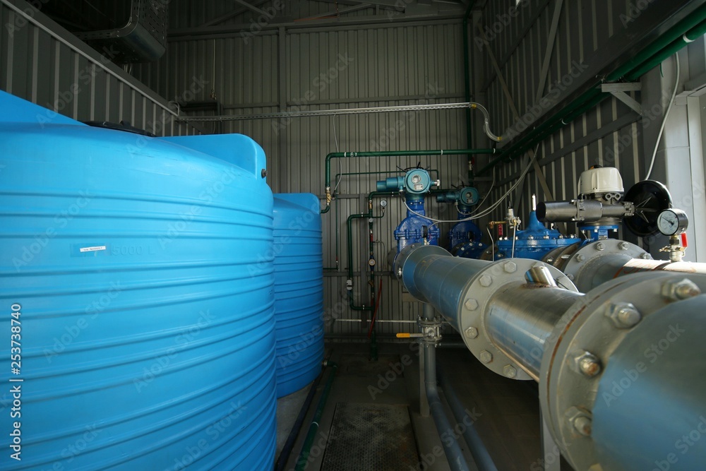 Wide-angle panoramic photo of the newest alternative fuel boiler room ...