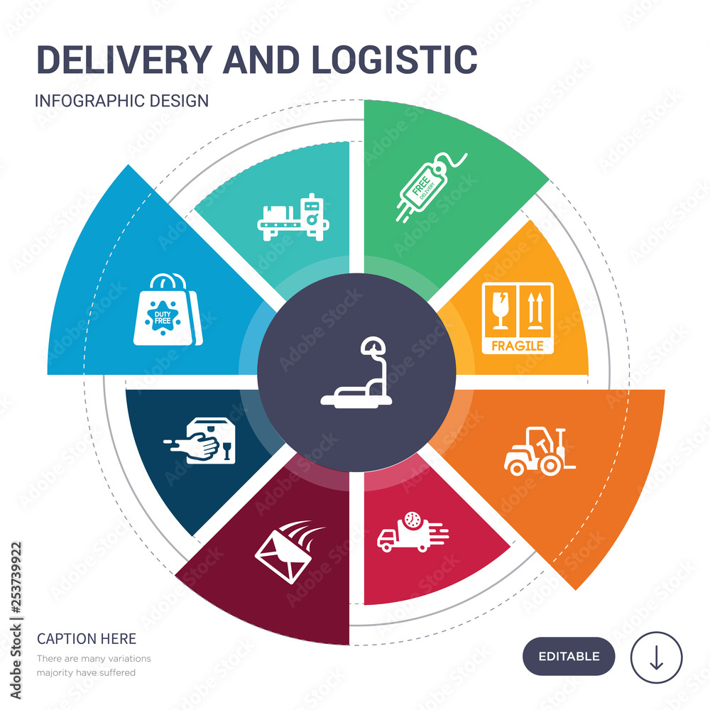 Vetor de set of 9 simple delivery and logistic vector icons. contains ...