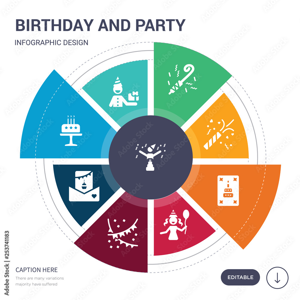 set of 9 simple birthday and party vector icons. contains such as ...