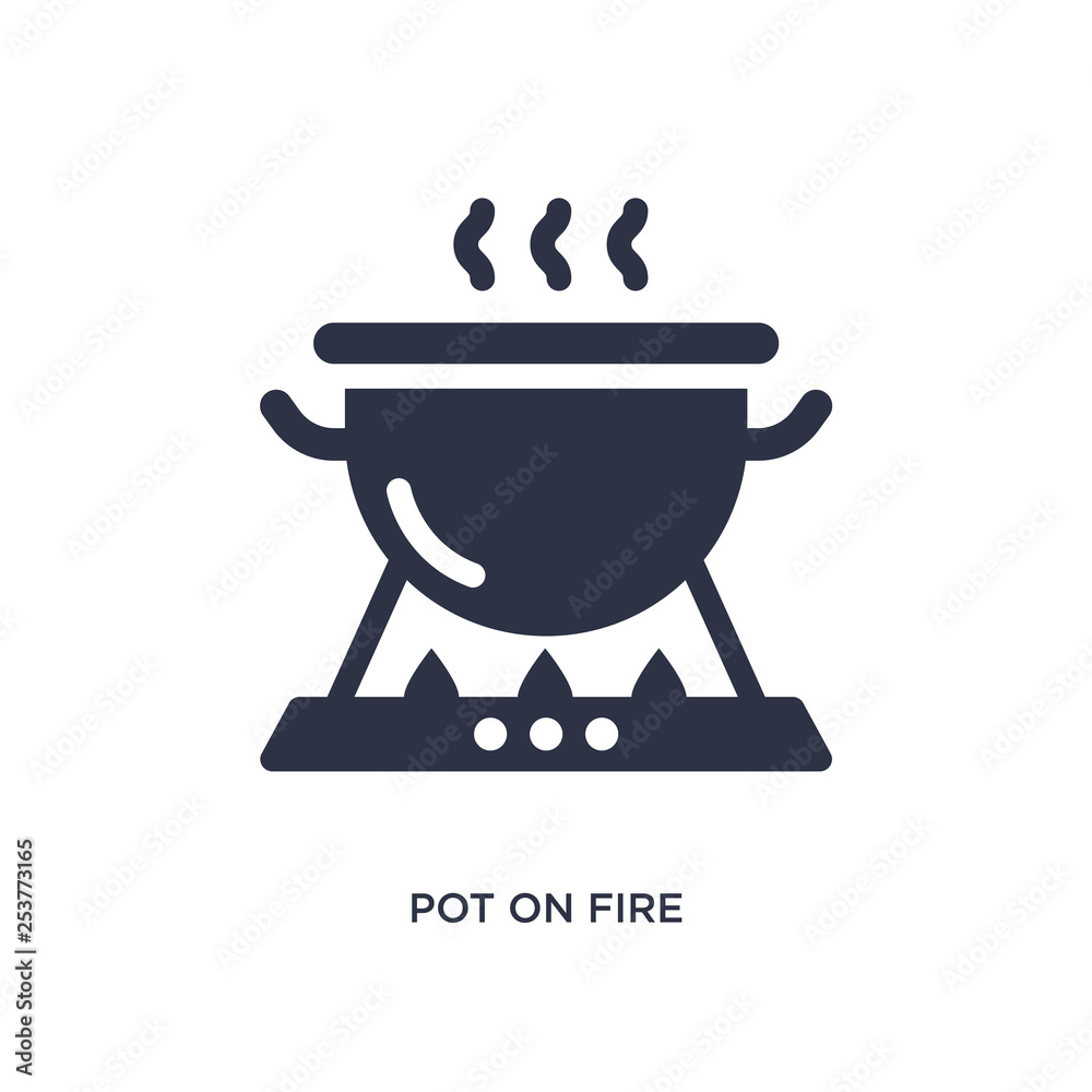 pot on fire icon on white background. Simple element illustration from ...