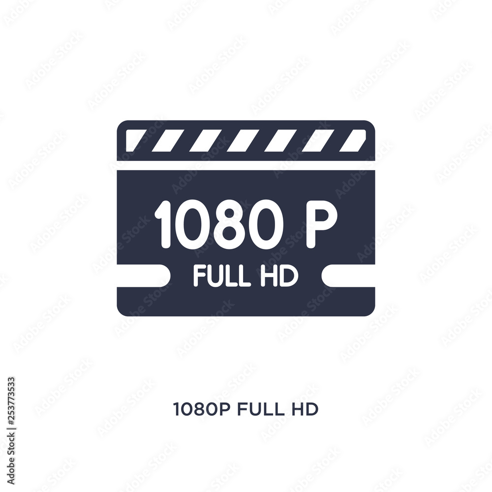 1080p full hd icon on white background. Simple element illustration ...