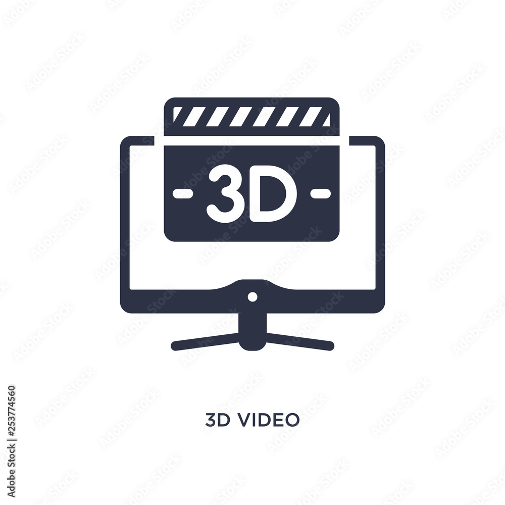 3d video icon on white background. Simple element illustration from ...