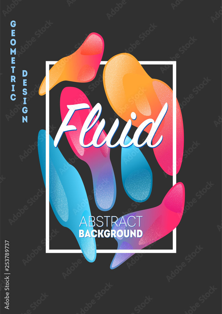 Vector template decorated with fluid liquid shapes. Modern abstract ...