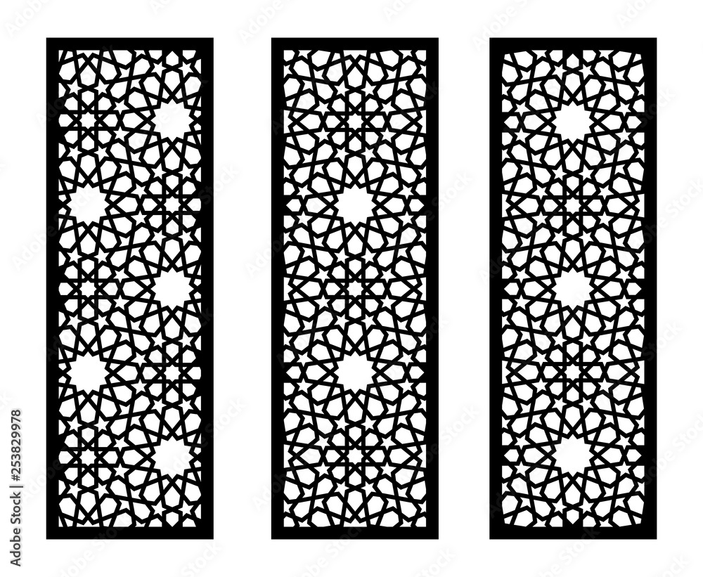 Set of decorative vector panels for laser cutting. Template for ...