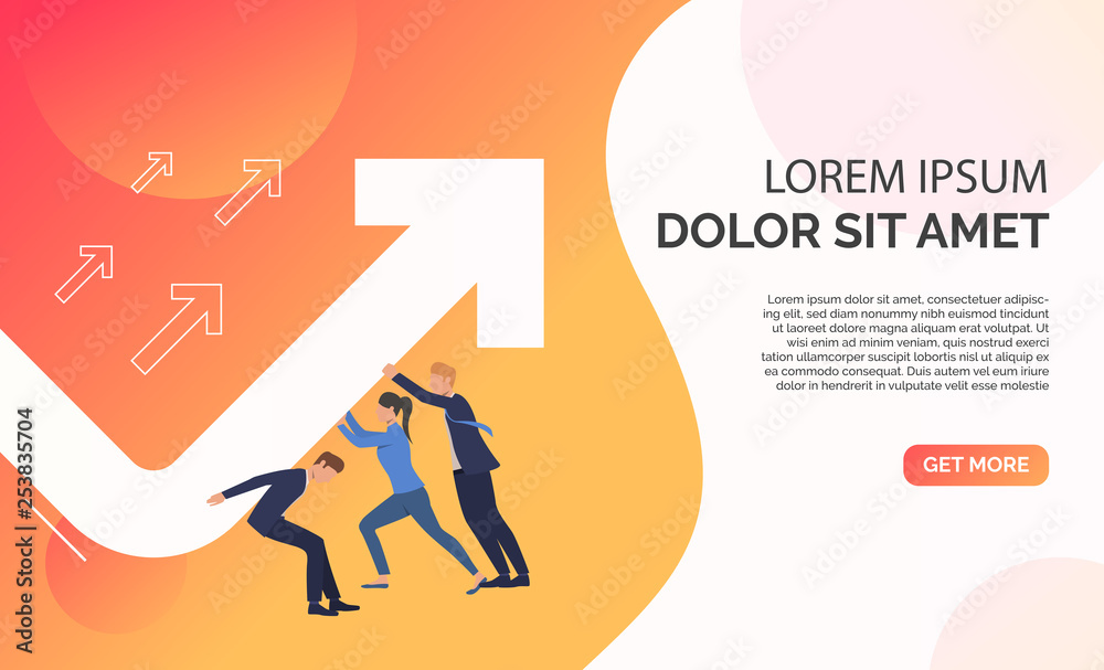 Business people pushing arrow going up and sample text Stock Vector ...