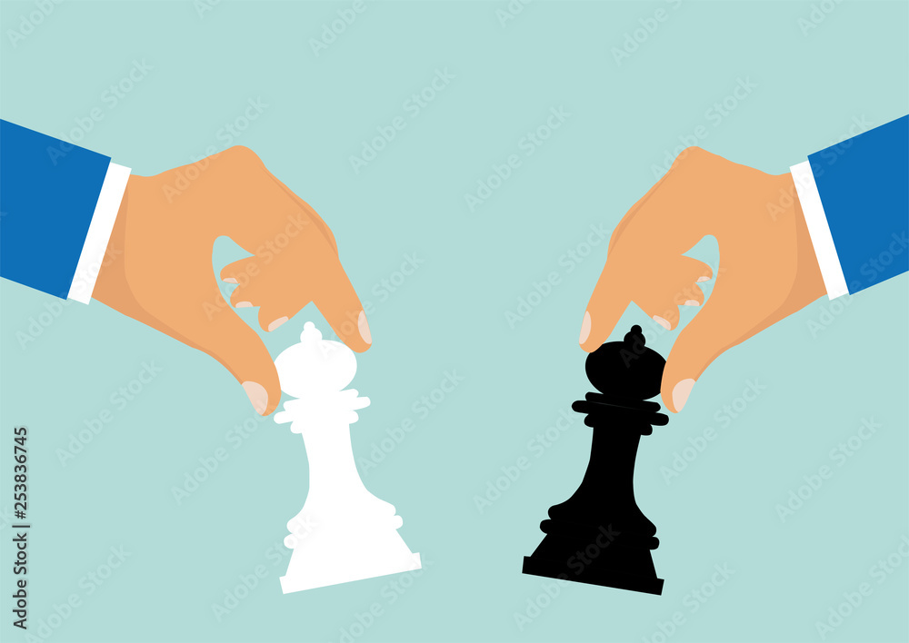 Vector of businessmen moving chess pieces as a symbol of rivalry ...