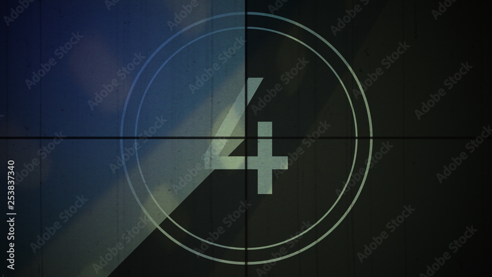 Film Vintage countdown number 4. Movie film strip with countdown number ...