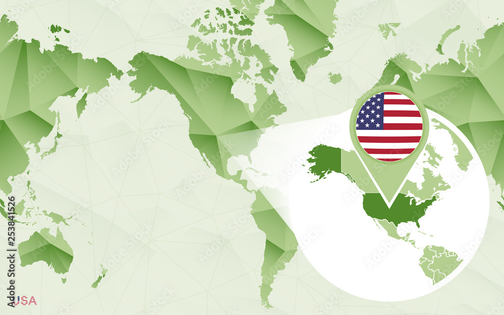 America centric world map with magnified USA map. Stock Vector | Adobe ...