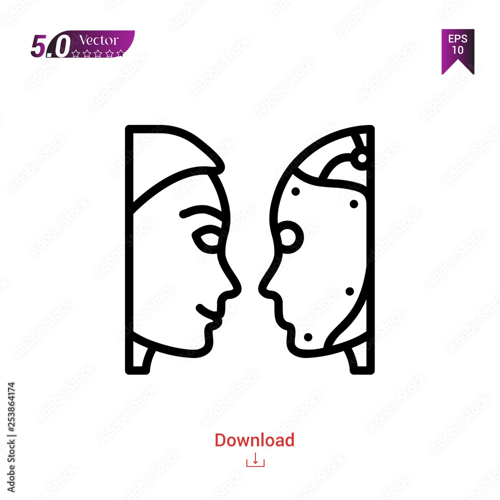 turing-test icon isolated on white background. Line pictogram. Graphic ...