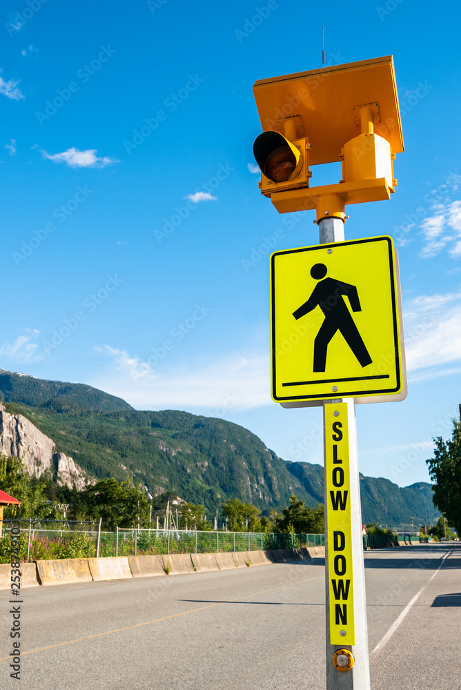 Photo & Art Print Warning Sign and Signals at a Crosswalk Telling ...