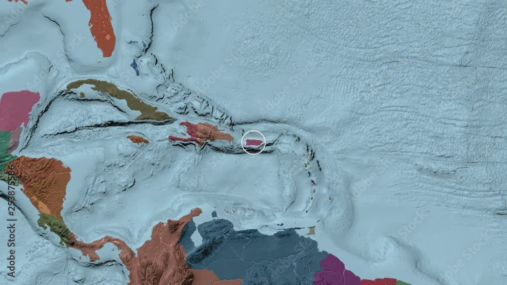 Puerto Rico area presented against the global administrative map in the ...