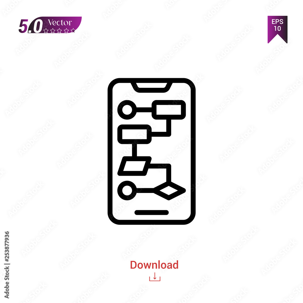 algorithm icon isolated on white background. Line pictogram. Graphic ...