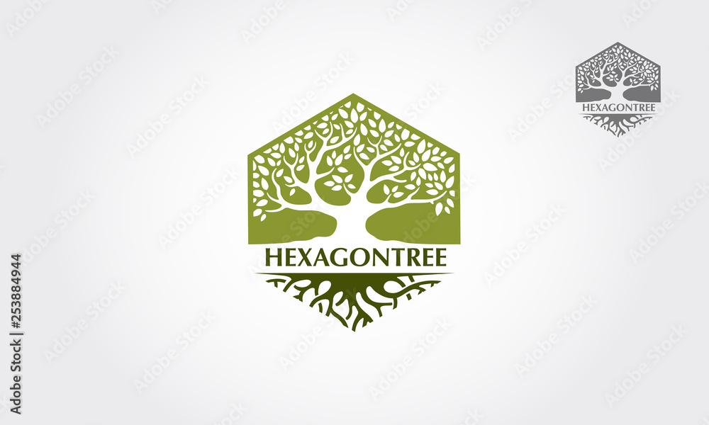 Hexagon Tree Vector Logo Template. This is a modern logo featuring a ...