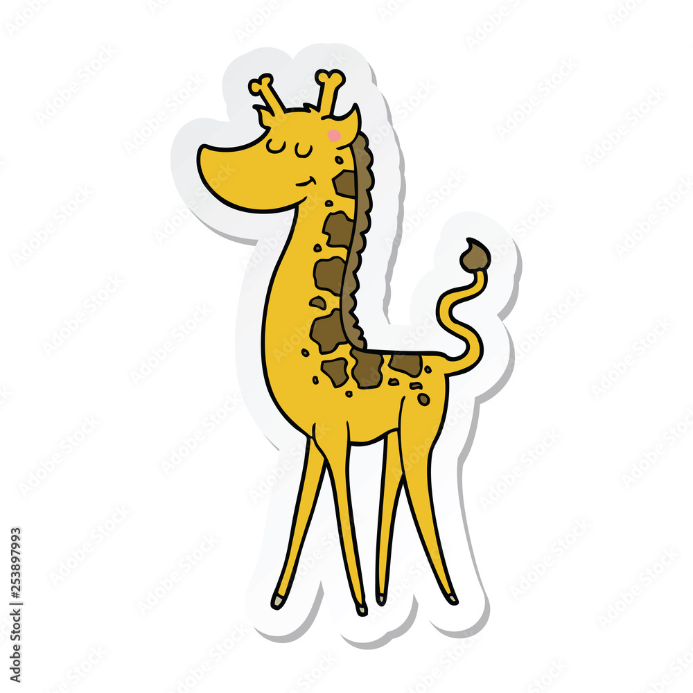 sticker of a cartoon giraffe Stock Vector | Adobe Stock