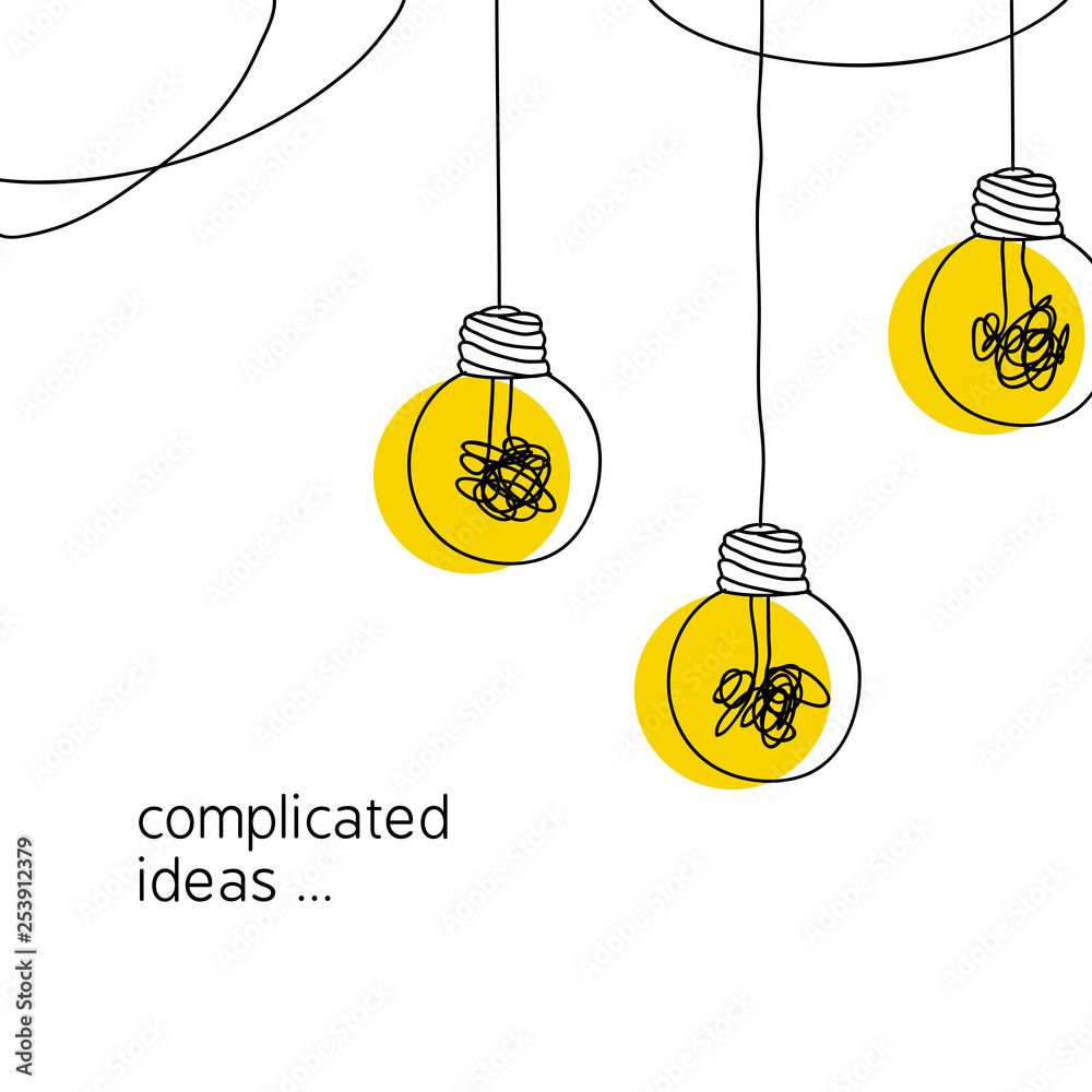 no creativity complicated idea concept illustration. simple line ...