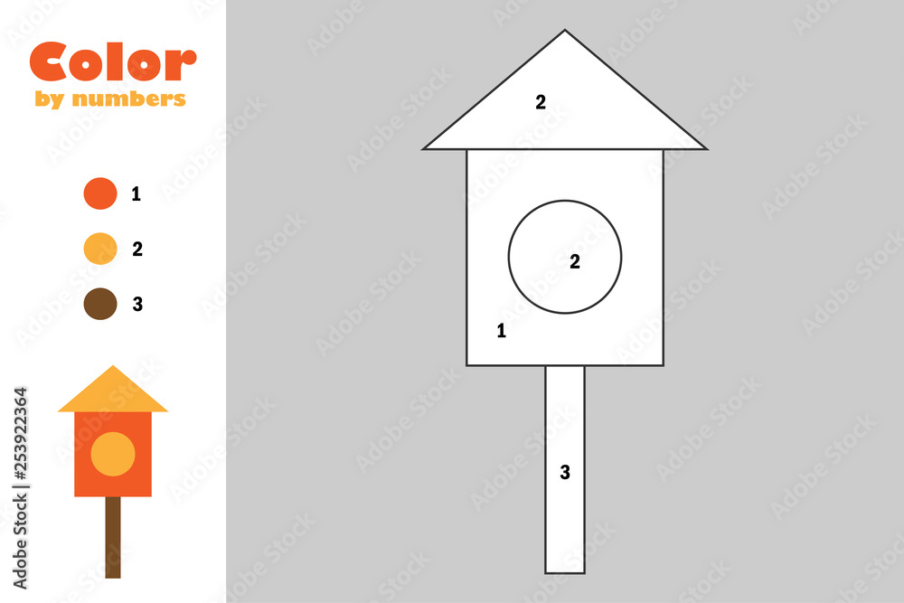 Nesting box in cartoon style, color by number, education paper game for ...