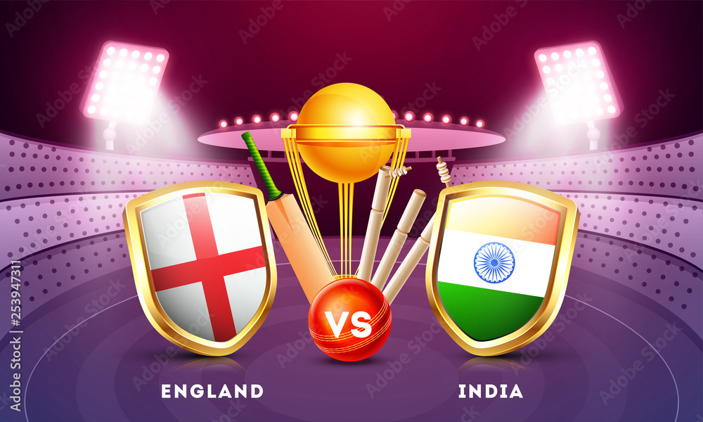 England vs India cricket match poster design with countries flag ...