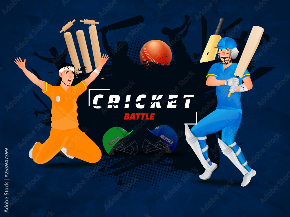Cricket battle banner or poster design, illustration cricket player in ...