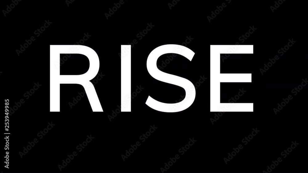 From the Glitch effect arises text RISE. Then the TV turns off. Alpha ...