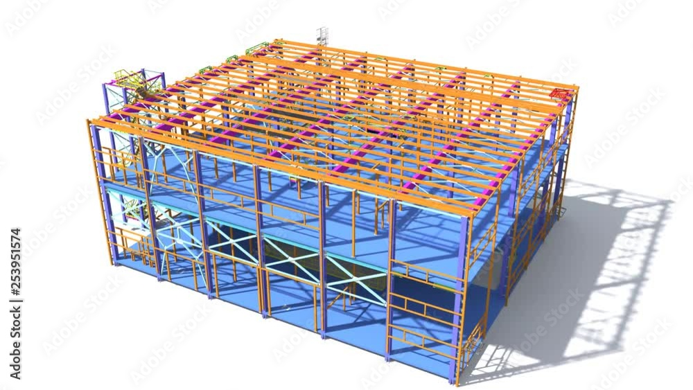 Building Information Model of metal structure. 3D BIM model. The ...