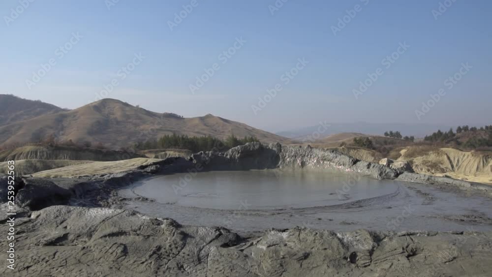 Interesting view mud volcano bubble boiling. Mud Volcanoes stand for ...