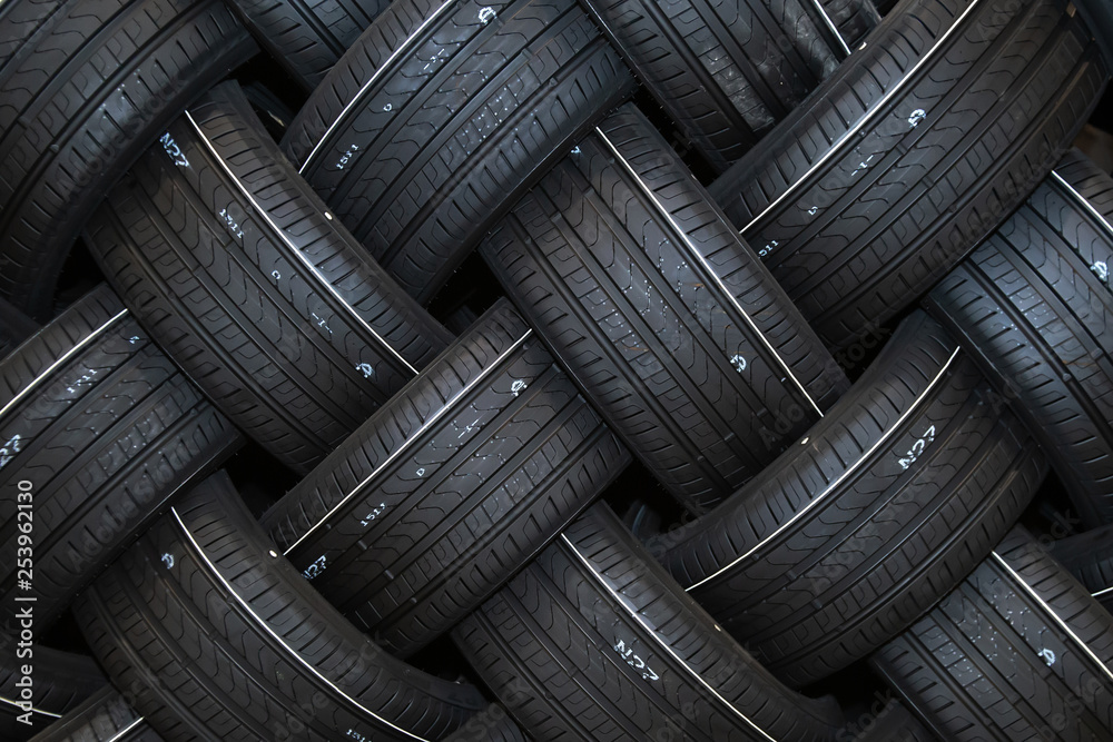 Stack of car tires with shadow deep of view. Great for backgrounds ...