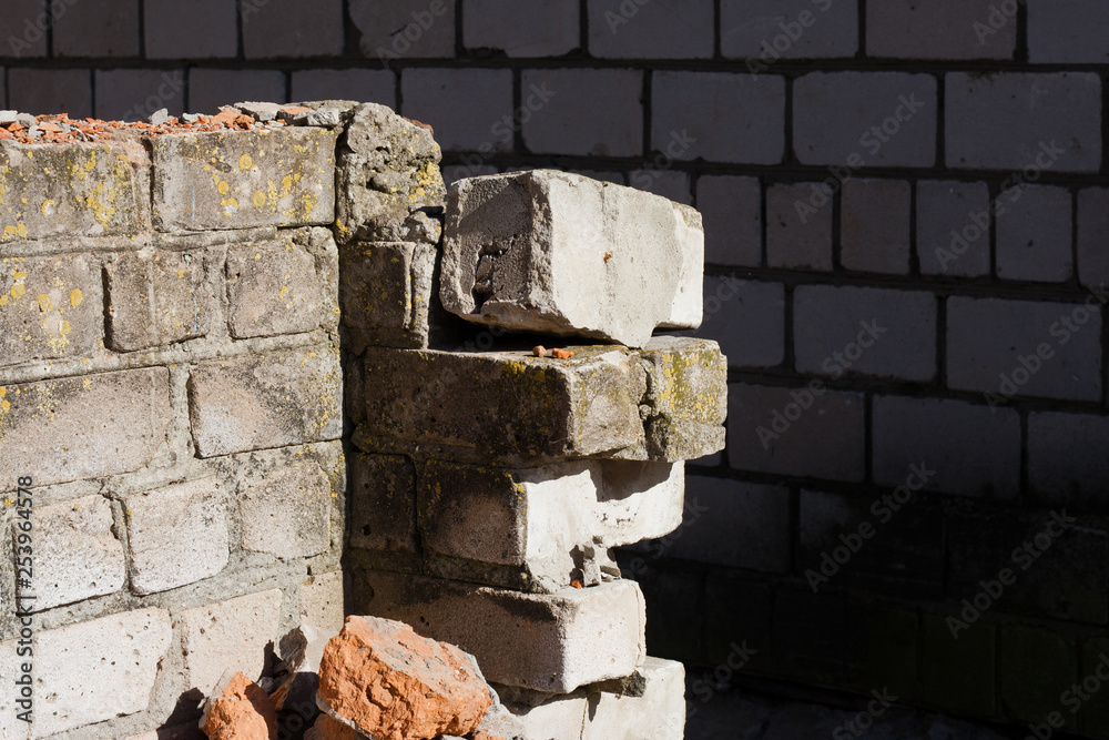 destroyed brick wall Stock Photo | Adobe Stock