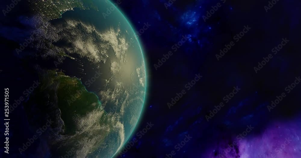 rotating Earth and stars revolving planet Earth Satellite view from ...