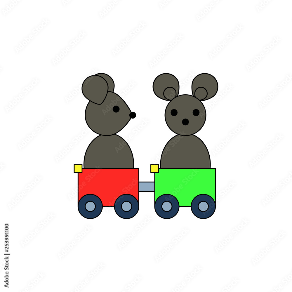 cartoon mouse train toy colored icon. Signs and symbols can be used for ...
