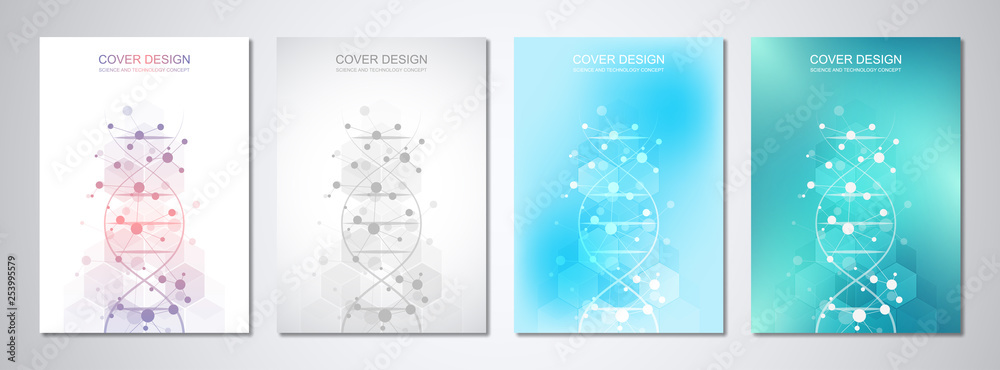 Vector template for cover or brochure, with molecules background and ...
