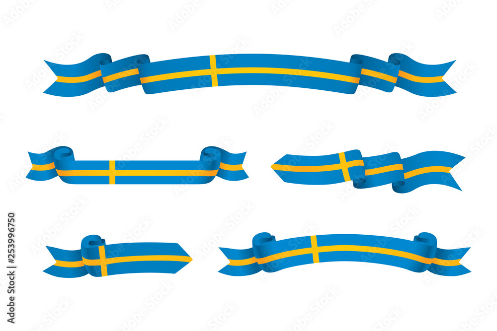 Sweden flag ribbon isolated on white background. Vector illustration ...