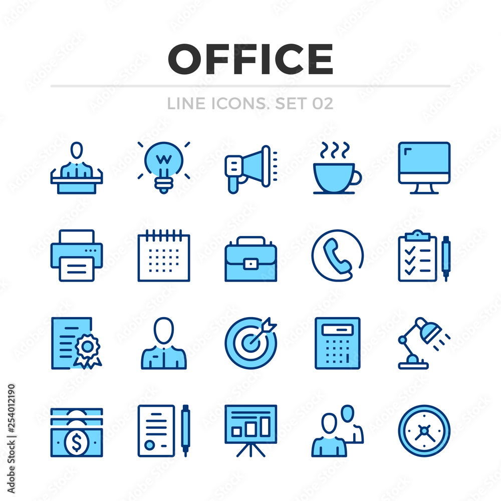Office vector line icons set. Thin line design. Outline graphic ...
