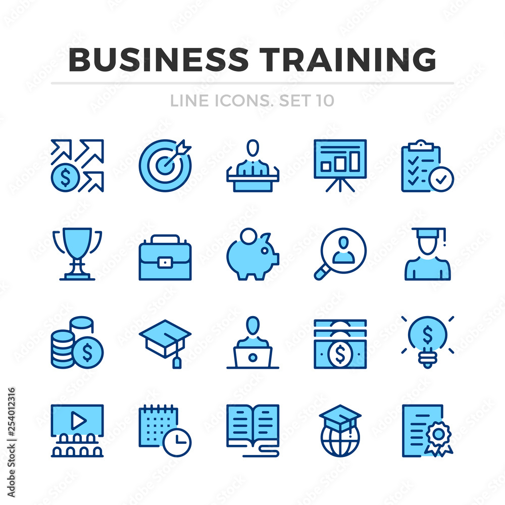 Business training vector line icons set. Thin line design. Outline ...