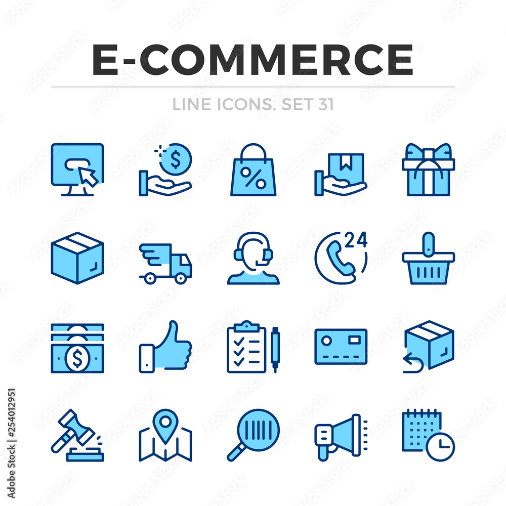 E-commerce vector line icons set. Thin line design. Outline graphic ...