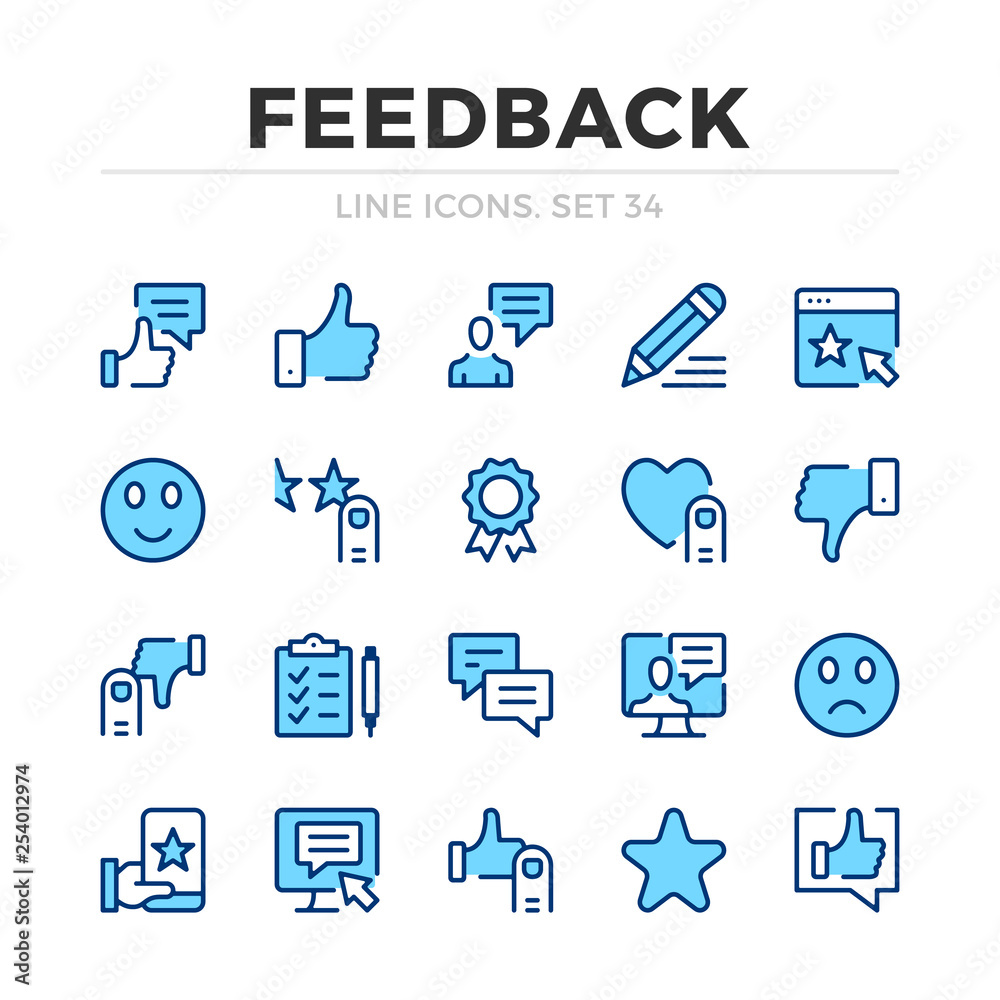 Feedback vector line icons set. Thin line design. Modern outline ...