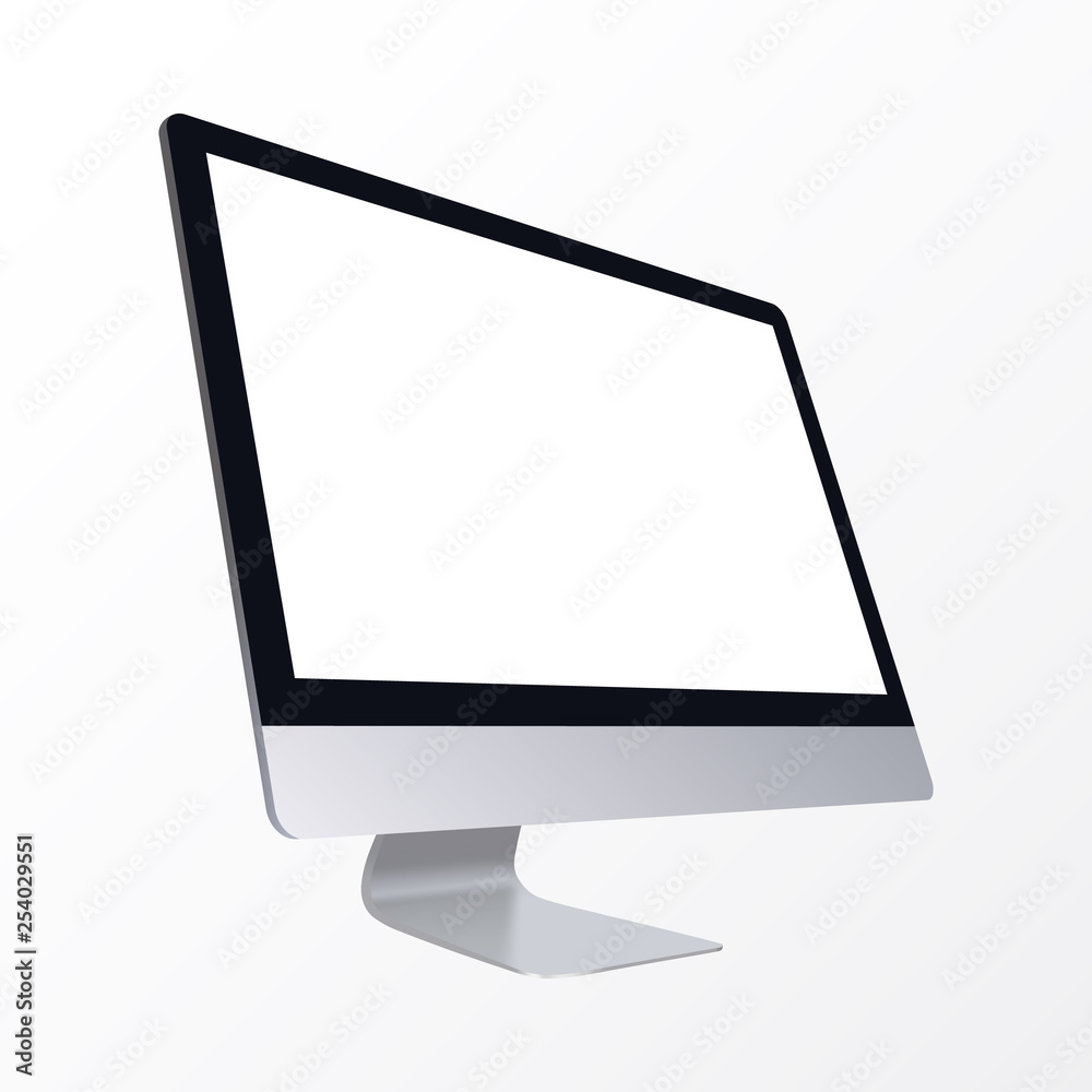 Realistic Computer display isolated on white background. Computer ...
