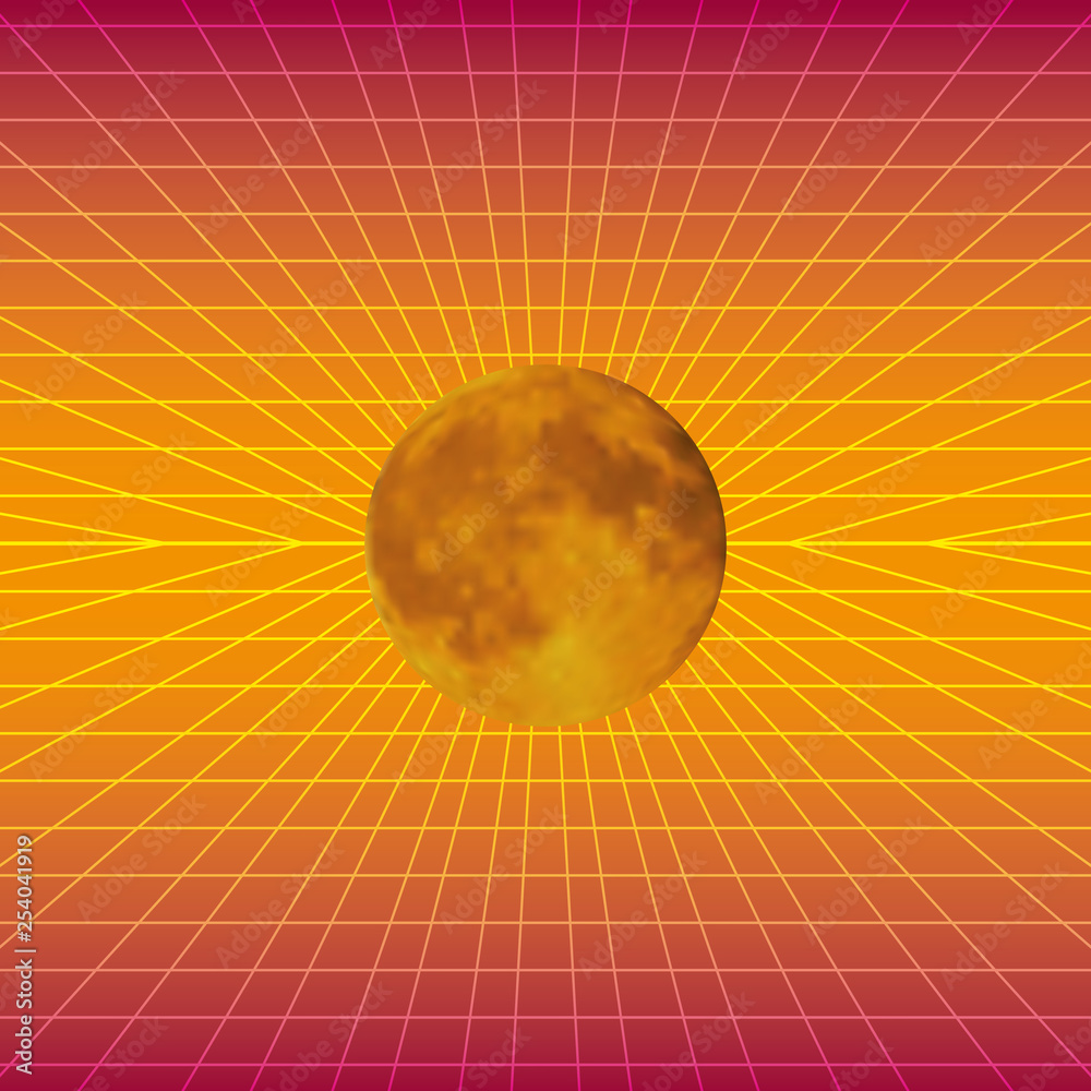 Retro futuristic background 80s. Vector illustration.Sun 80s. Stock ...