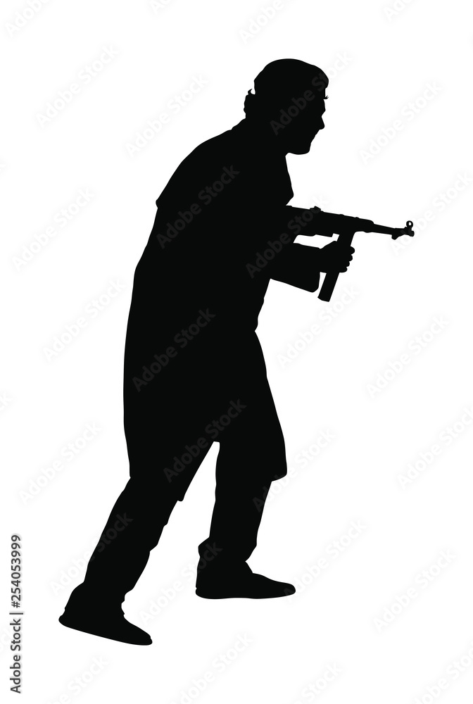 Red army soldier vector silhouette. Soldier with rifle. Partisan ...