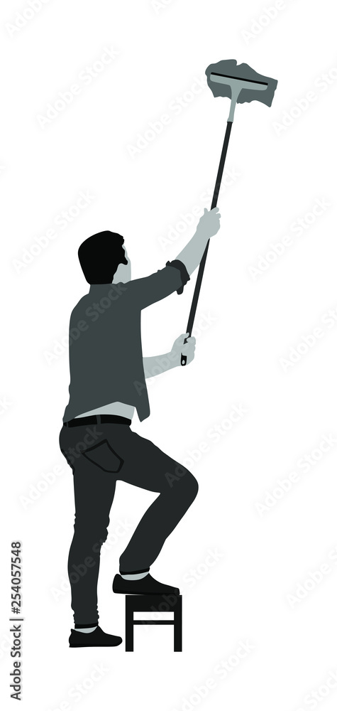 Washer worker washing windows vector illustration isolated on white ...