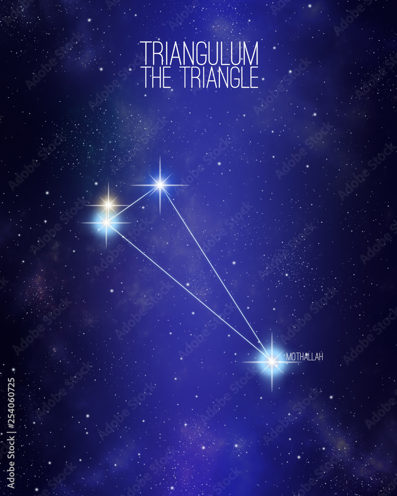 Triangulum the triangle constellation on a starry space background with ...