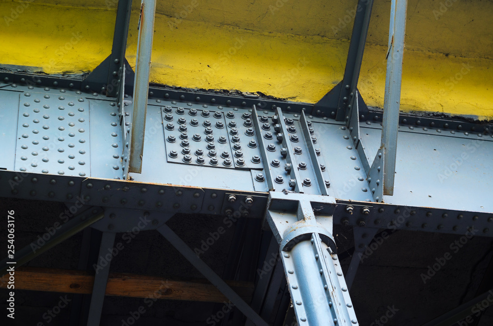 Steel Structure of the Bridge on Bolted and Riveted Joints Stock Photo ...