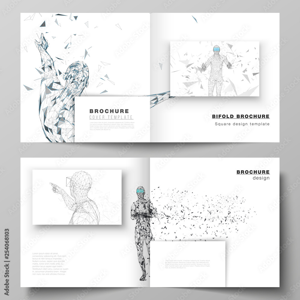 The vector illustration of the editable layout of two covers templates ...