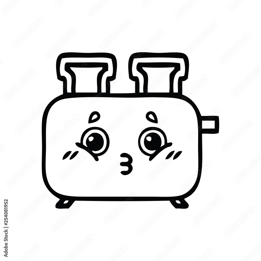 line drawing cartoon of a toaster Stock Vector | Adobe Stock