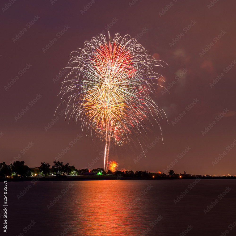 Happy 4th of July - Colorful fireworks show for celebrating U.S ...