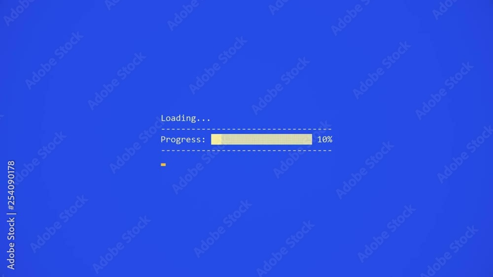 A loading DOS box with a progress bar going from one to a hundred ...